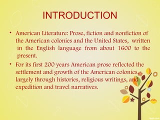 American Literature: Prose BEGINNINGS: THE 1500S AND 1600S | PPT