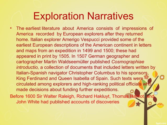 American Literature: Prose BEGINNINGS: THE 1500S AND 1600S | PPT