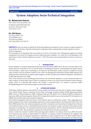 System Adoption: Socio-Technical Integration | PDF