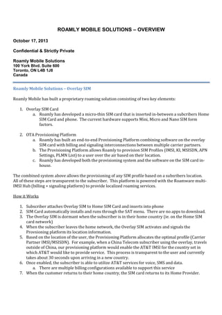Roamly Mobile - SIM Overlay Overview | PDF