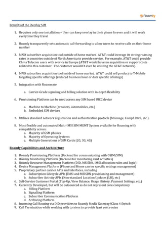 Roamly Mobile - SIM Overlay Overview | PDF