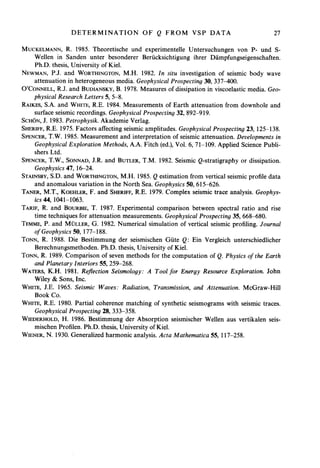 The determination of the seismic quality factor Q from VSP data--A comparison of different ...