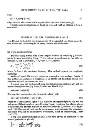 The determination of the seismic quality factor Q from VSP data--A comparison of different ...