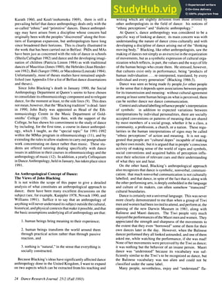 1993 John Blacking and the Development of Dance Anthropology in the ...