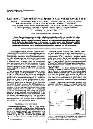 1993 yonemoto resistance of yeast and bacterial spores to high voltage ...