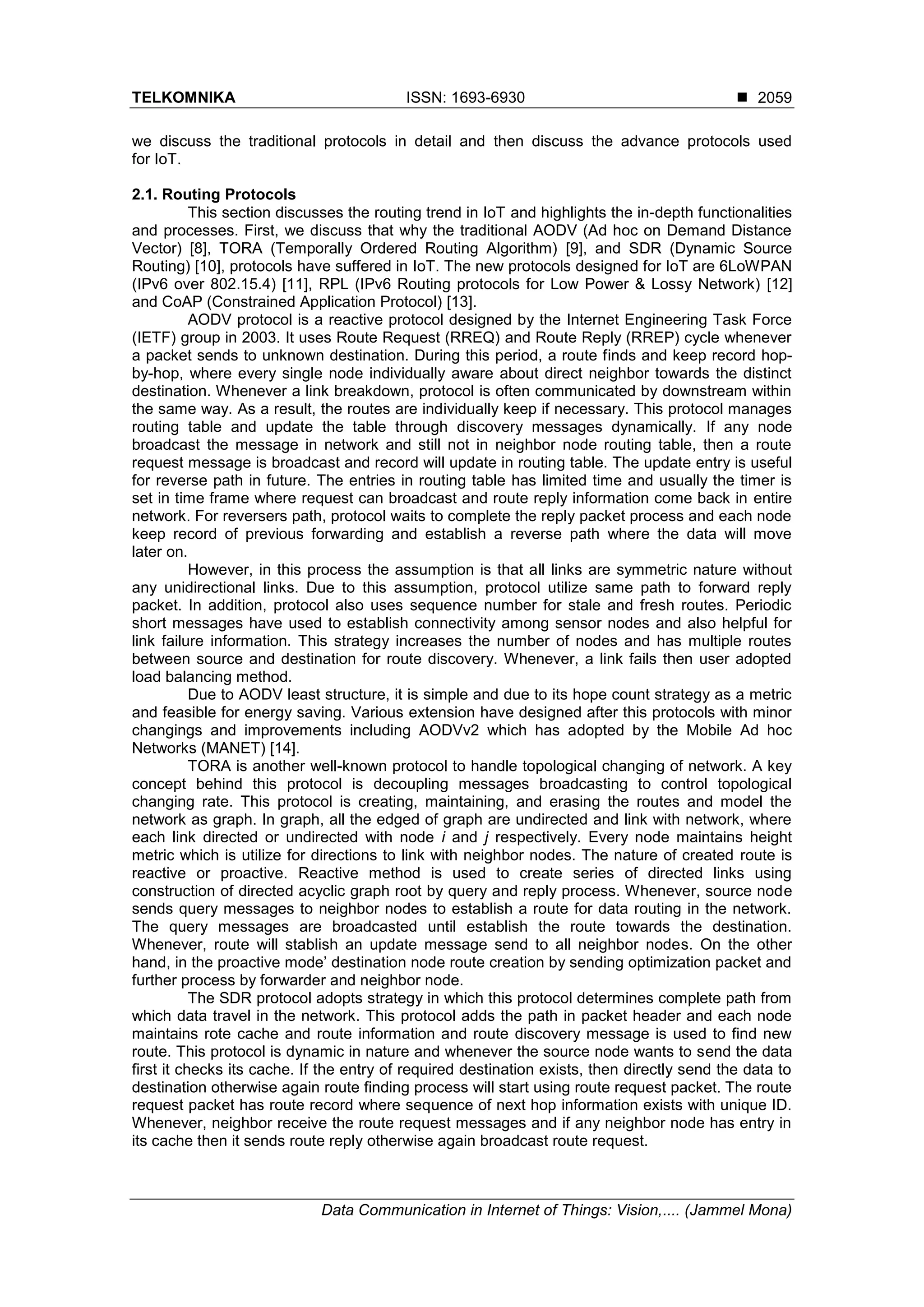 Data Communication in Internet of Things: Vision, Challenges and Future Direction | PDF