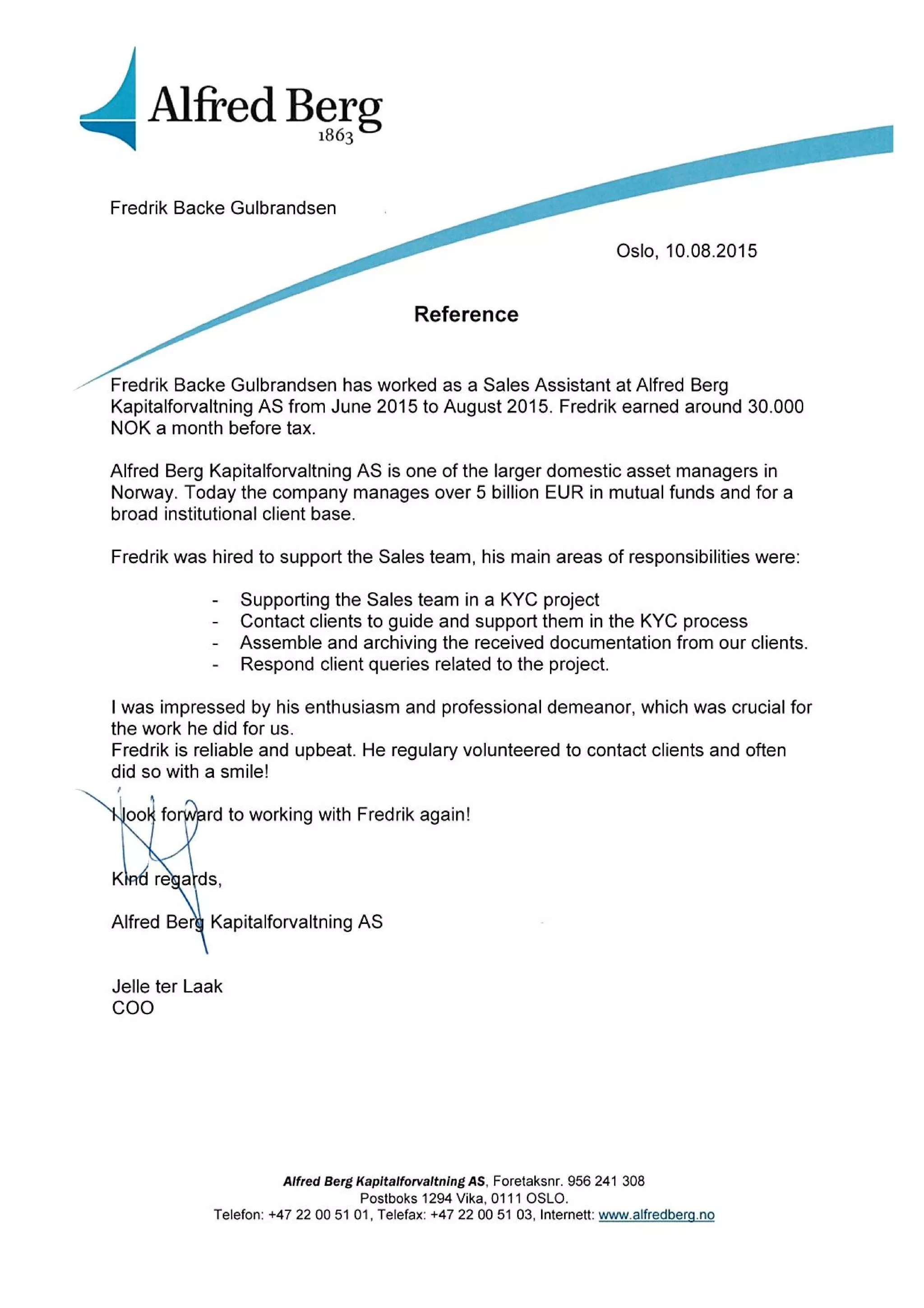 Alfred Berg Reference | PDF