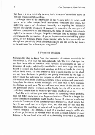 Paul Jungbluth & Geert Driessen (1994) ed Driessen Educational inequality research in the ...