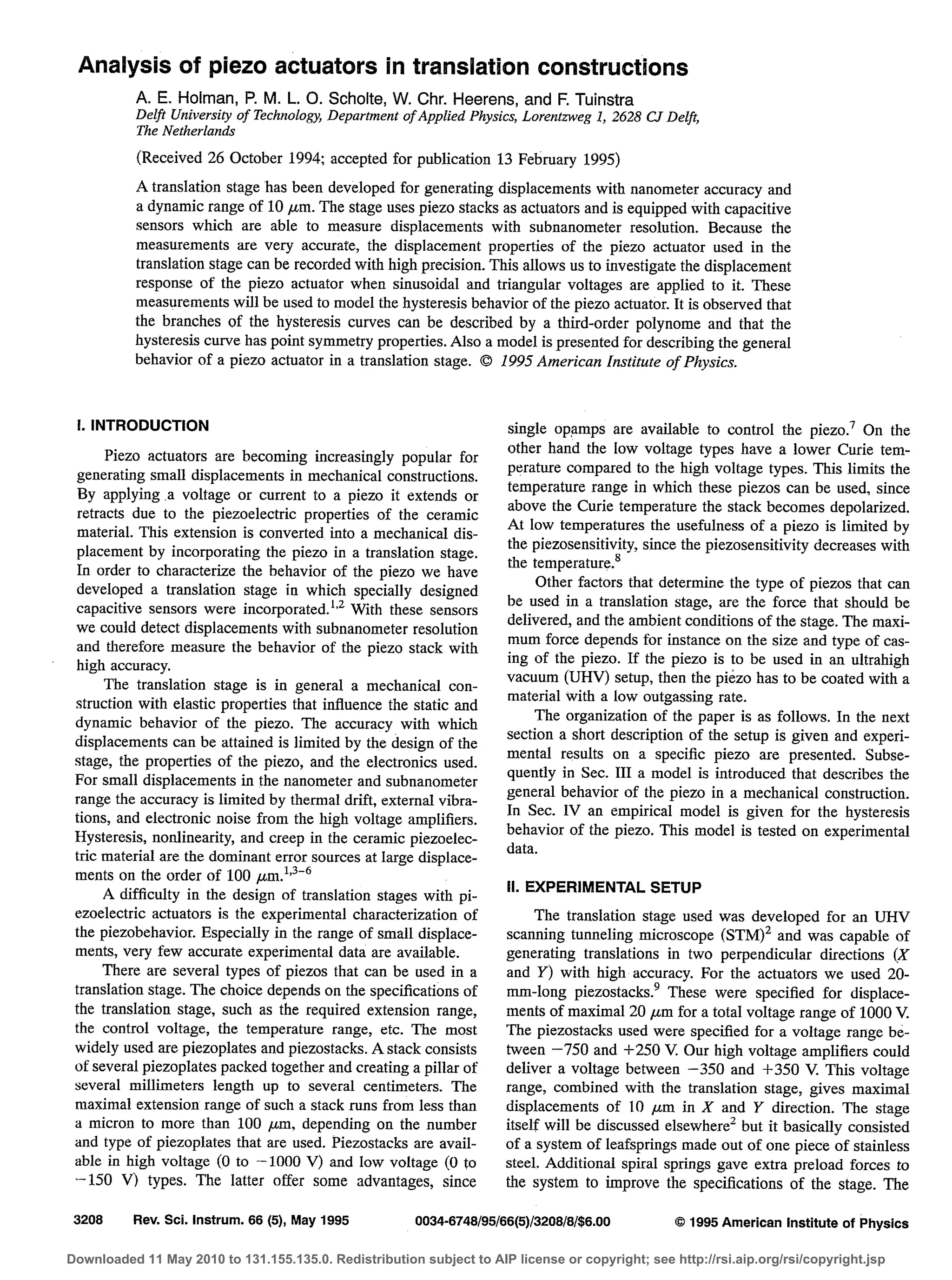 1995 analysis of piezo actuators in translation constructions | PDF