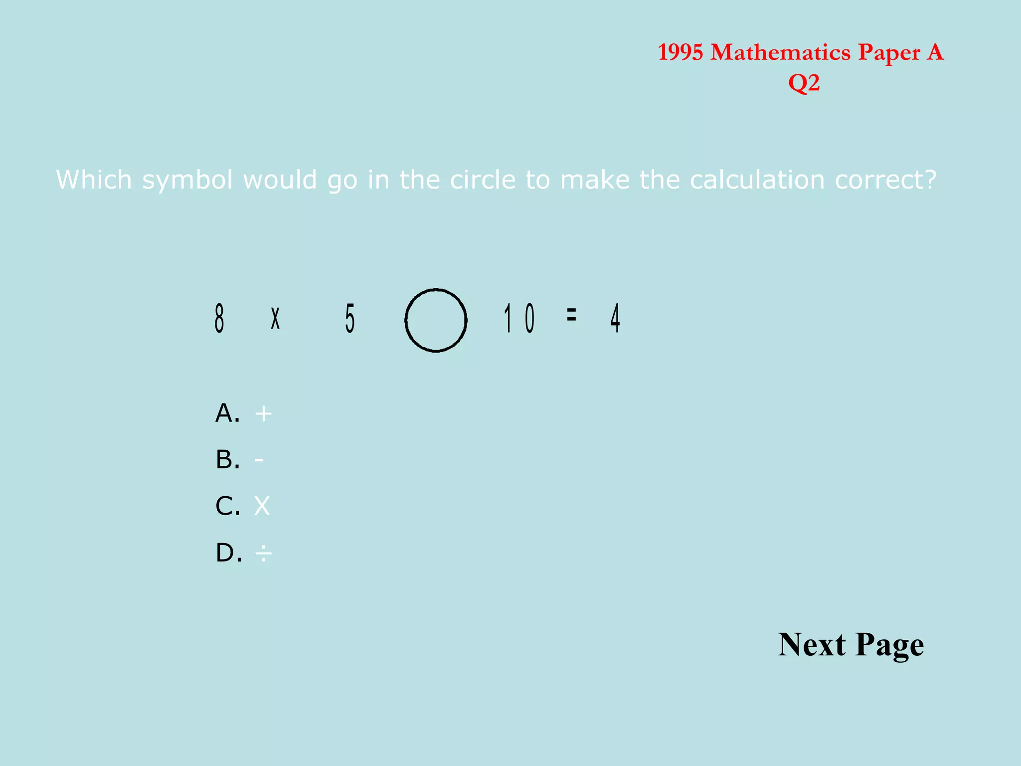 Interactive Voting - 1995 mathematics paper a | PPT