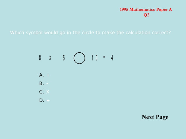 Interactive Voting - 1995 mathematics paper a | PPT