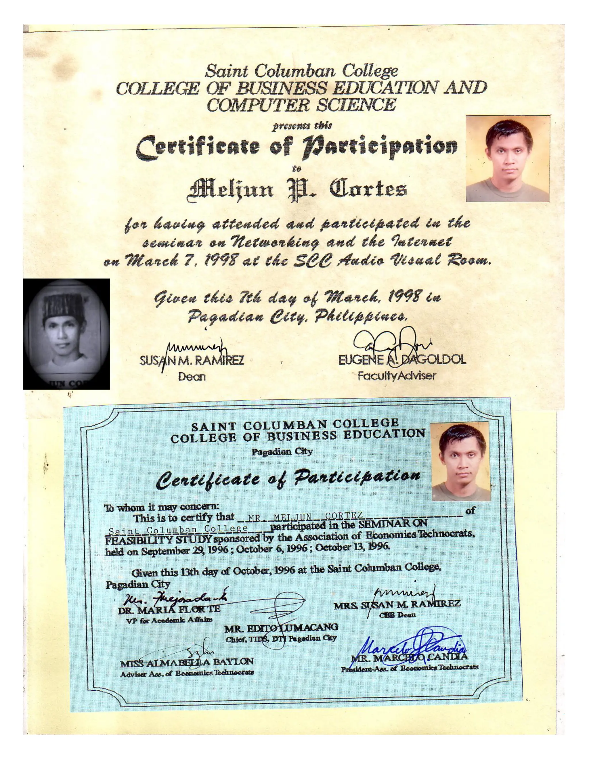 1996-1998 Certificate SCC Internet and Feasibility | PDF