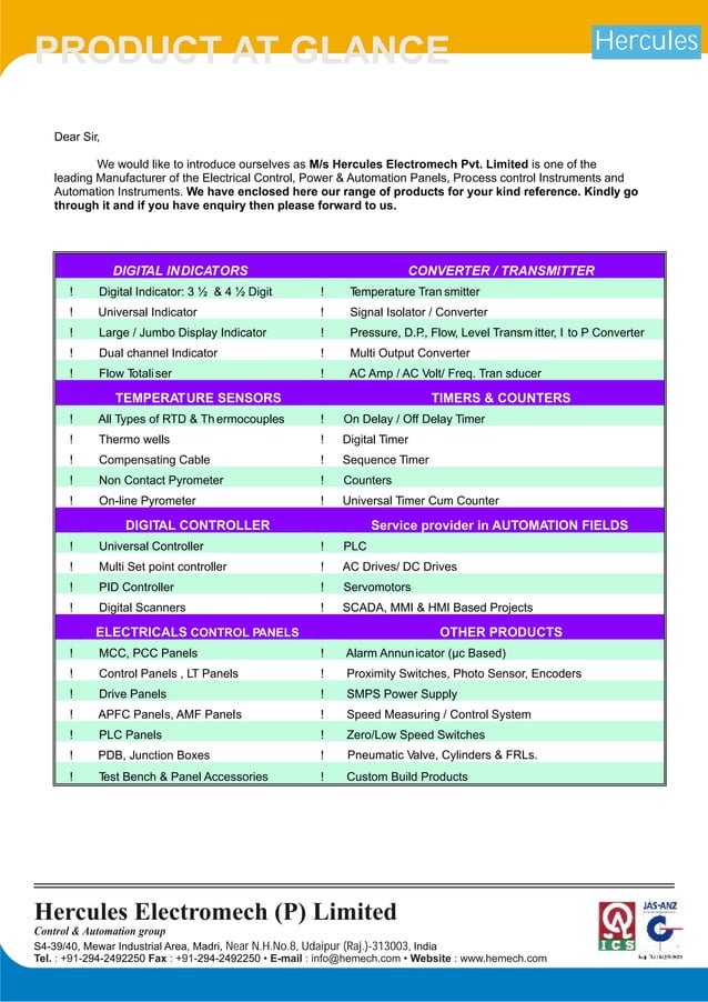 Catalogue Hercules Electromech | PDF