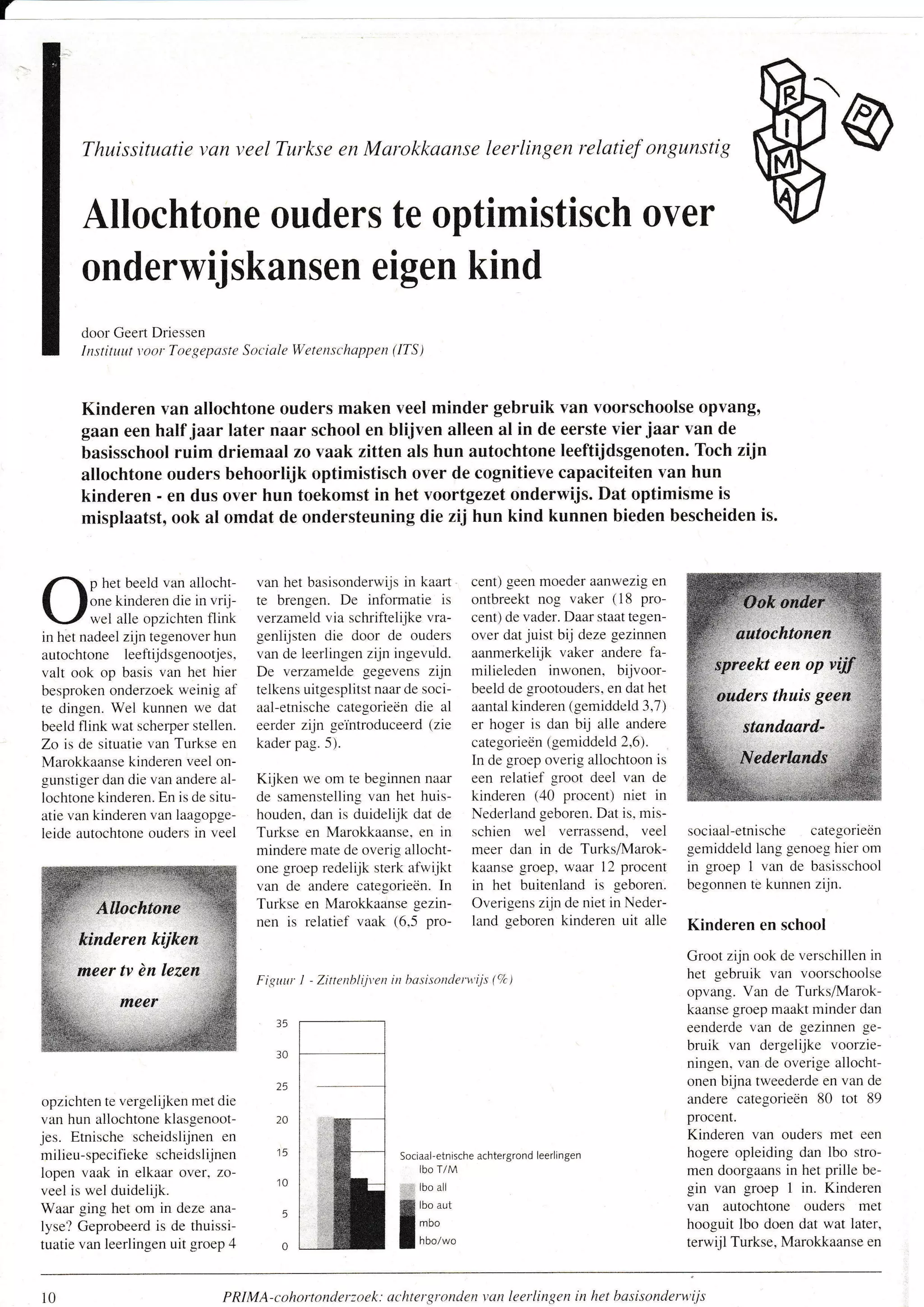 Geert Driessen (1996) Did Allochtone ouders te optimistisch over ...