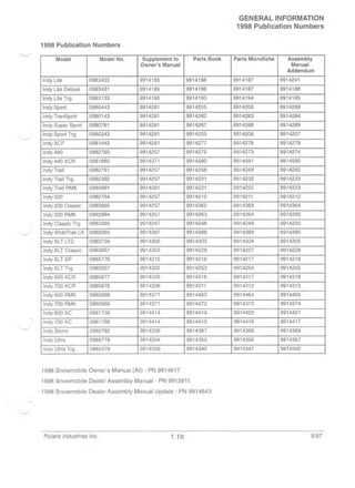 1996 polaris indy rxl snowmobile service repair manual | PDF