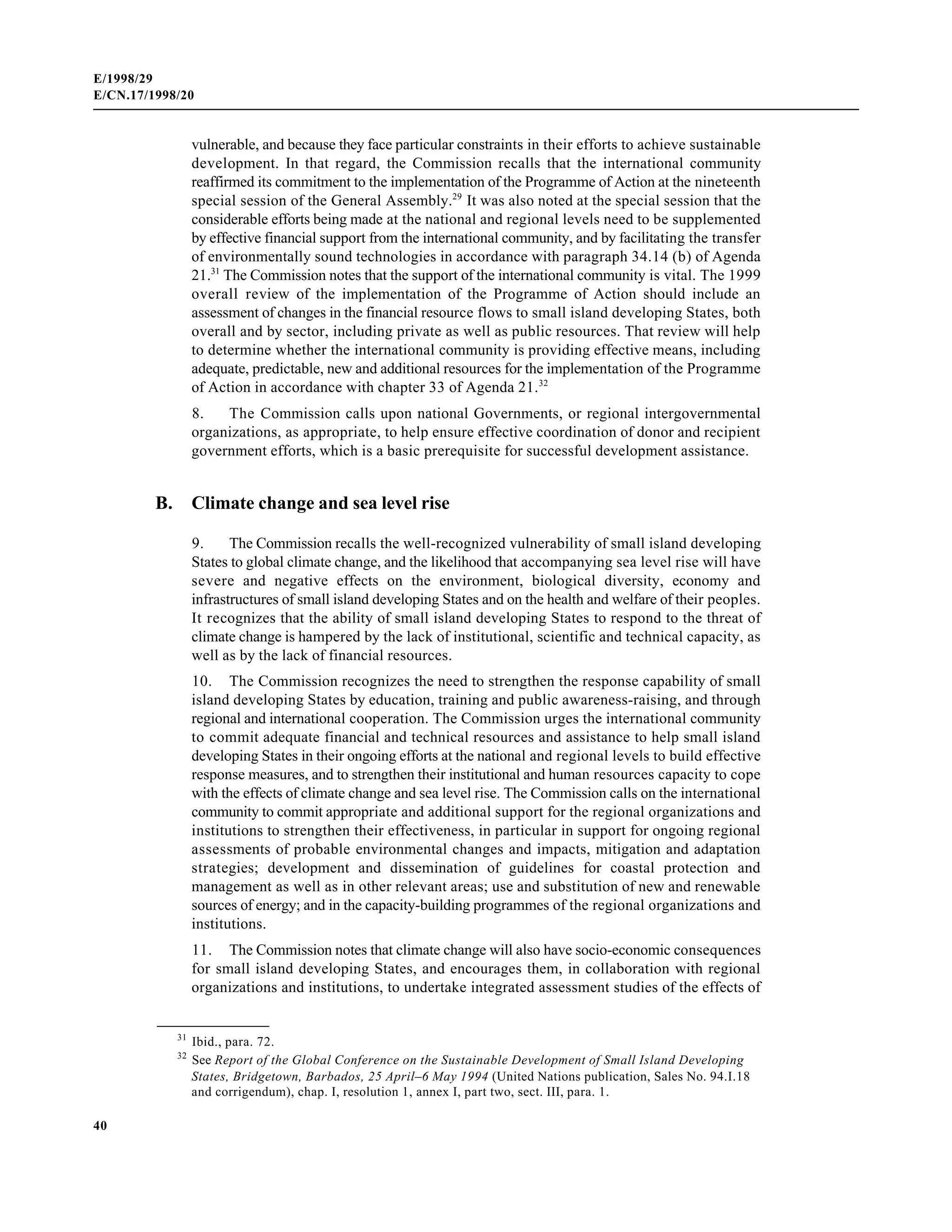 1998 6th Report - Commission on Sustainable Development (CSD) | PDF