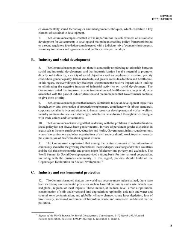 1998 6th Report - Commission on Sustainable Development (CSD) | PDF