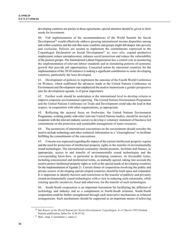 1998 6th Report - Commission on Sustainable Development (CSD) | PDF