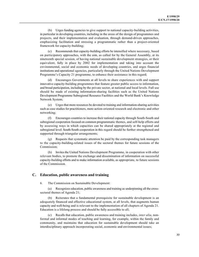 1998 6th Report - Commission on Sustainable Development (CSD) | PDF