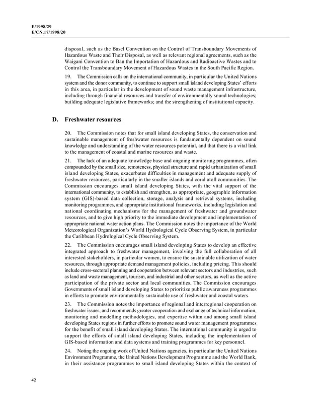 1998 6th Report - Commission on Sustainable Development (CSD) | PDF