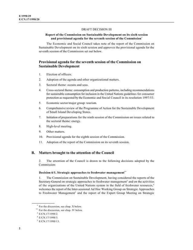 1998 6th Report - Commission on Sustainable Development (CSD) | PDF