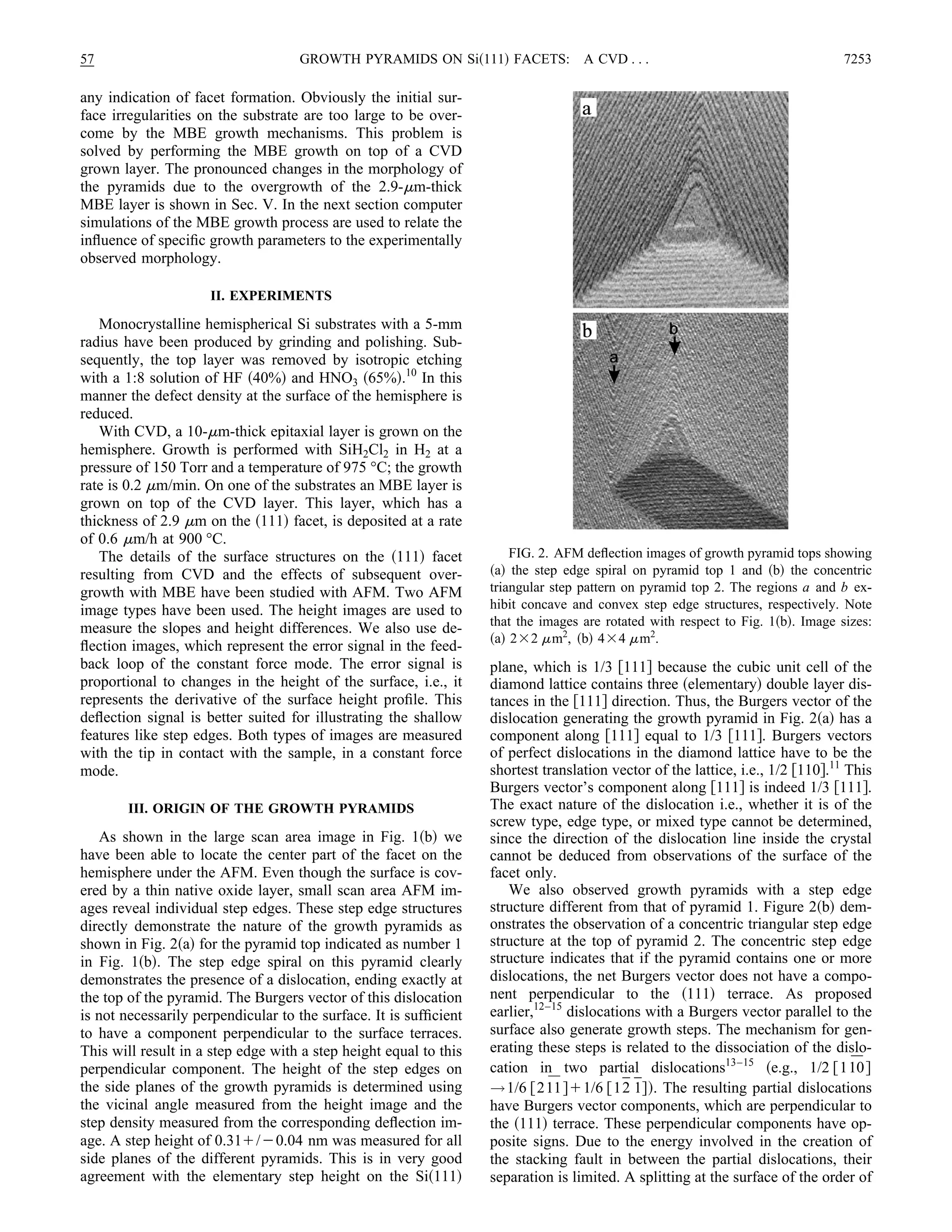 1998 growth pyramids on si(111) facets a cvd and mbe study