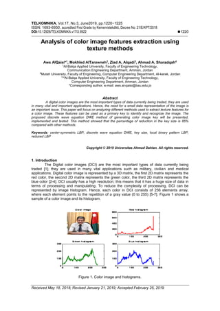 Analysis of color image features extraction using texture methods | PDF