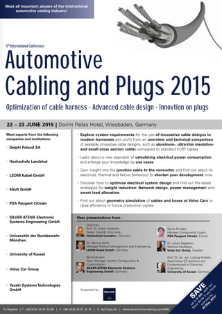 Automotive Cabling and Plugs 2015, Optimize cable functionality an meet ...