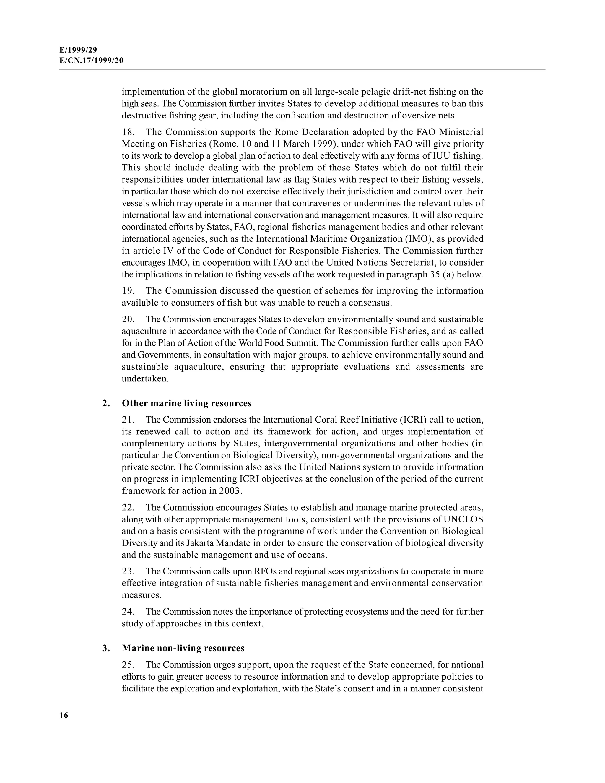 1999 7th Report - Commission on Sustainable Development (CSD) | PDF