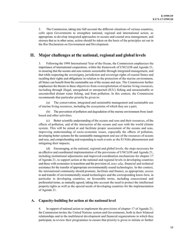 1999 7th Report - Commission on Sustainable Development (CSD) | PDF