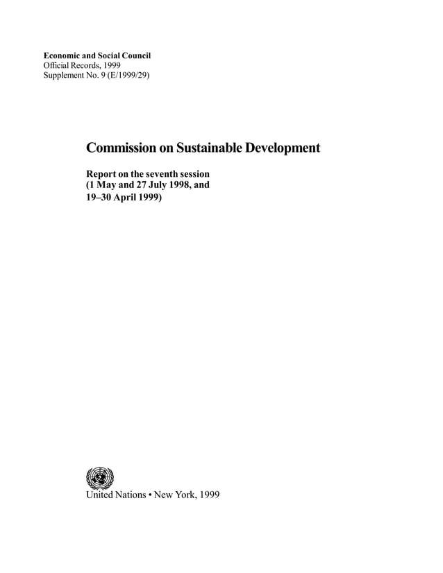 1999 7th Report - Commission on Sustainable Development (CSD) | PDF ...