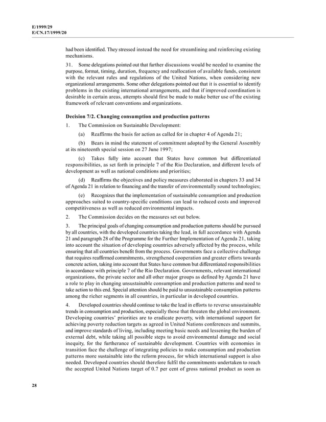 1999 7th Report - Commission on Sustainable Development (CSD) | PDF
