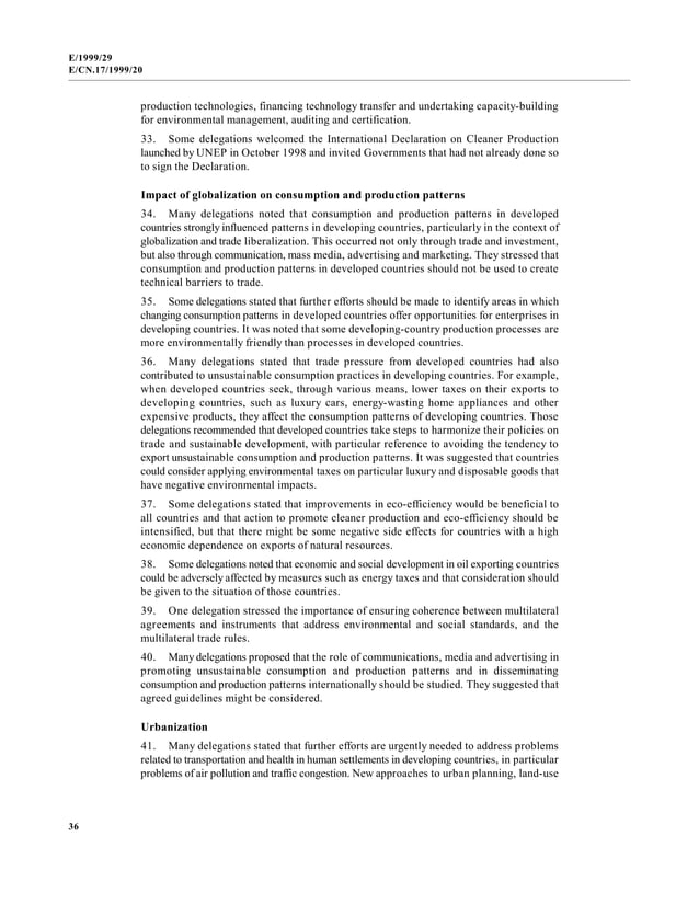 1999 7th Report - Commission on Sustainable Development (CSD) | PDF
