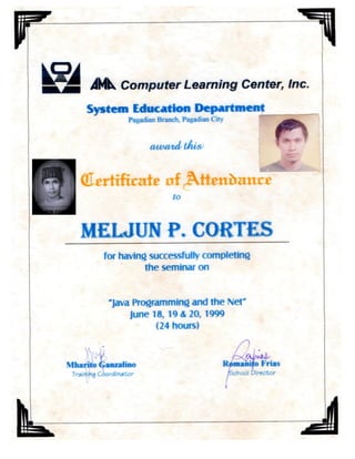 1999 Certificate JAVA Programming and the NET | PDF
