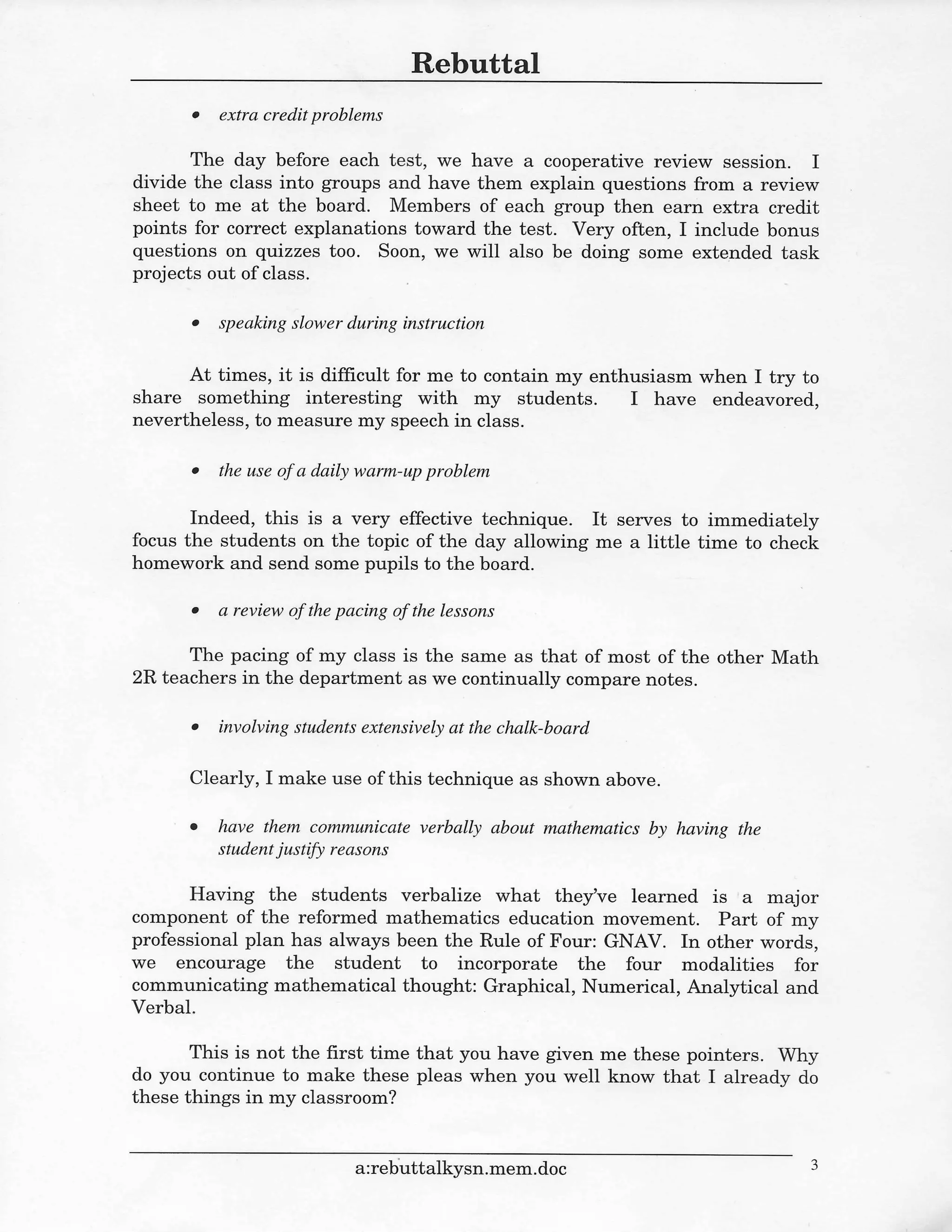 1999 Know Your School Night Rebuttal | PDF