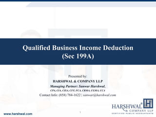 Qualified Business Income Deduction (Sec 199A) - HCLLP | PPTX
