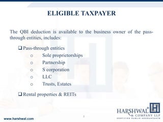 Qualified Business Income Deduction (Sec 199A) - HCLLP | PPTX