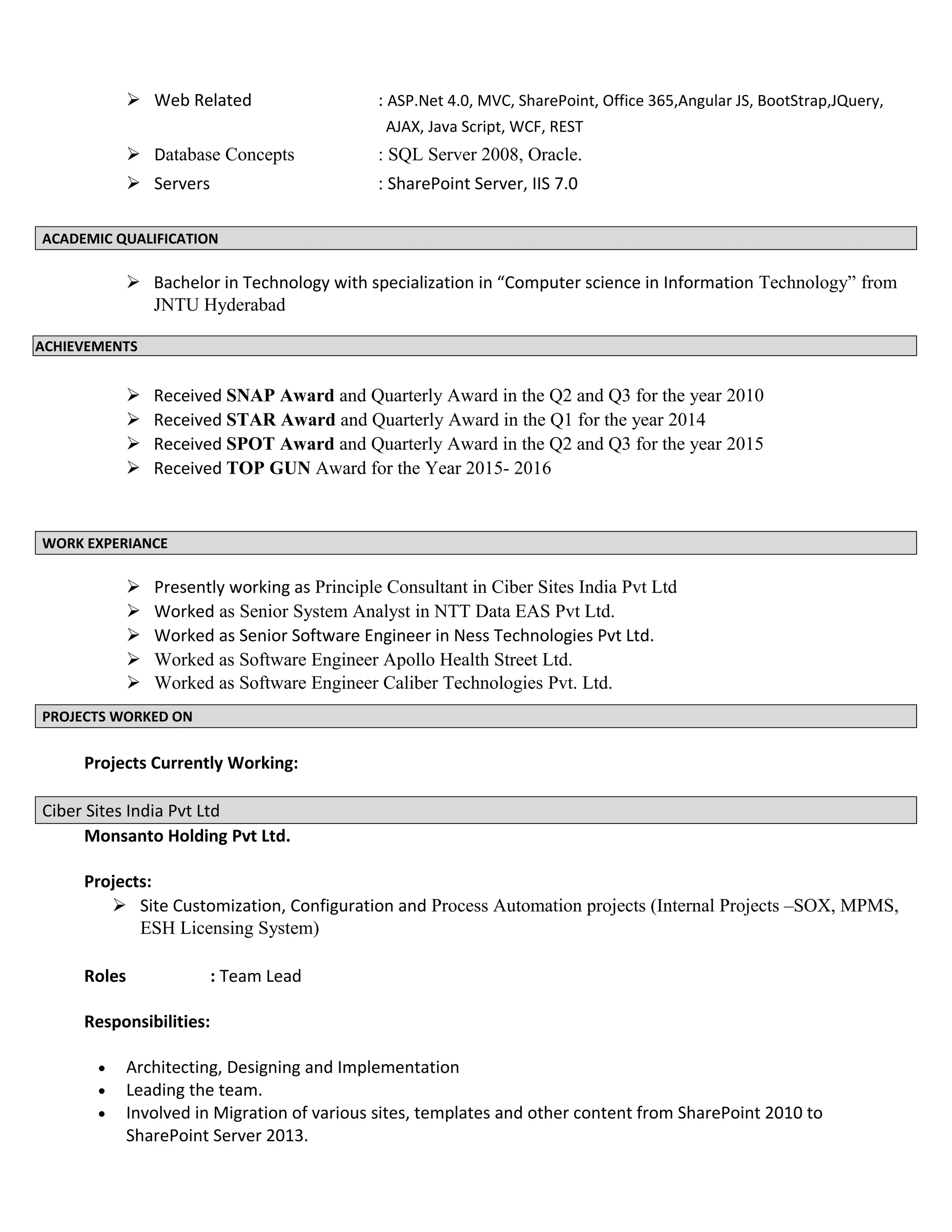 Venu_Resume_Sharepoint_MVC | PDF