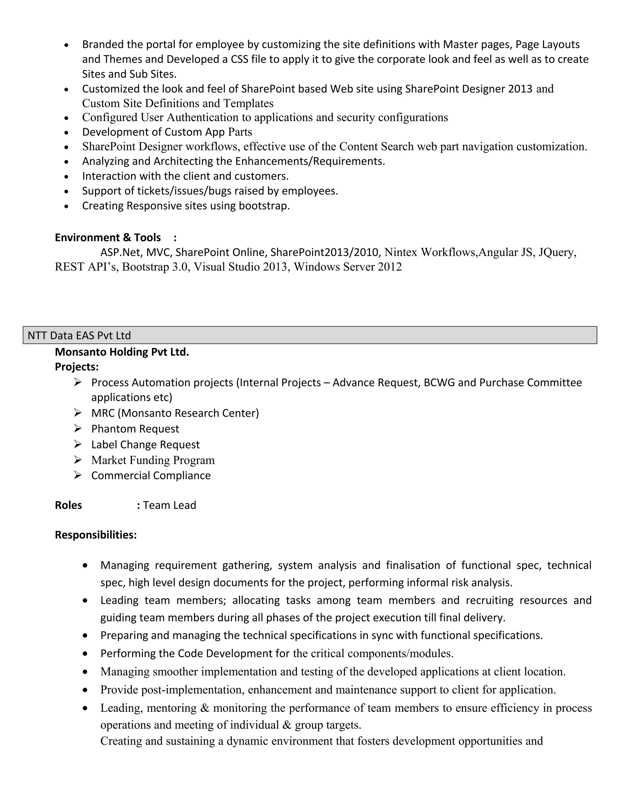 Venu_Resume_Sharepoint_MVC | PDF
