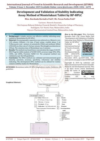 Development and Validation of Stability Indicating Assay Method of Montelukast Tablet by RP-HPLC ...