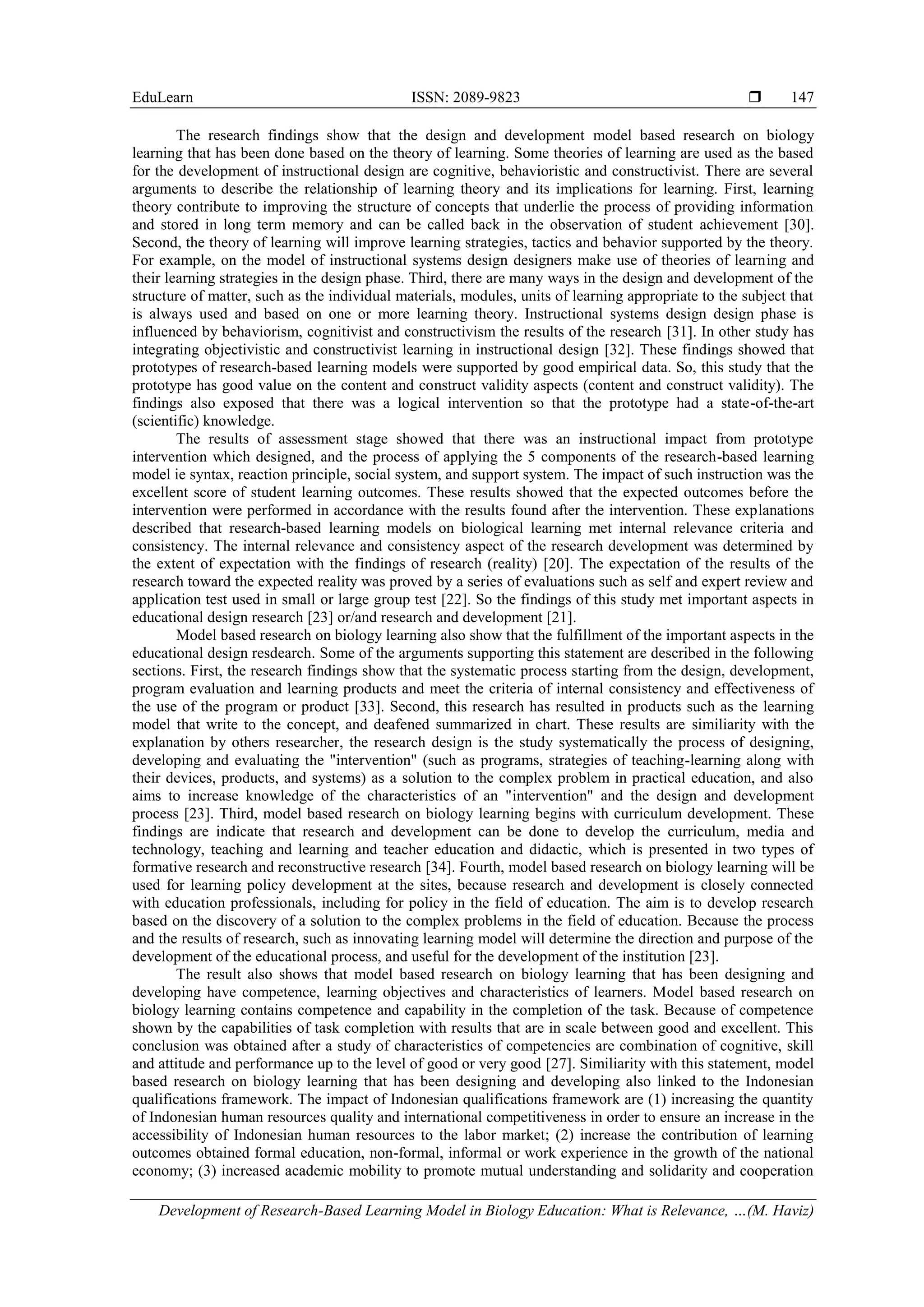 Development of Research-Based Learning Model in Biology Education: What ...
