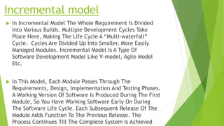 Project on software engineering types of models | PPT