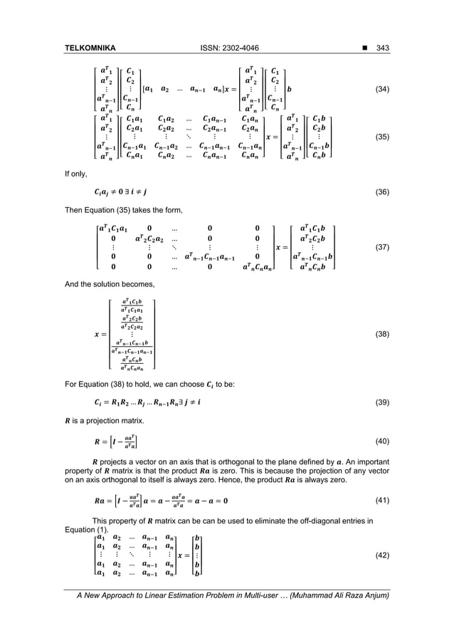 A New Approach to Linear Estimation Problem in Multiuser Massive MIMO Systems | PDF
