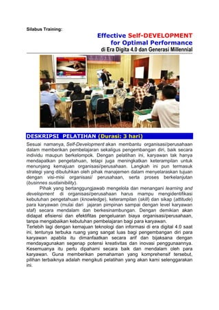 Silabus Pelatihan_"Effective Self-DEVELOPMENT for Optimal Performance"_di Era Digital 4.0 dan ...