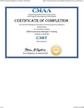CMIT-Construction Manager in Training | PDF