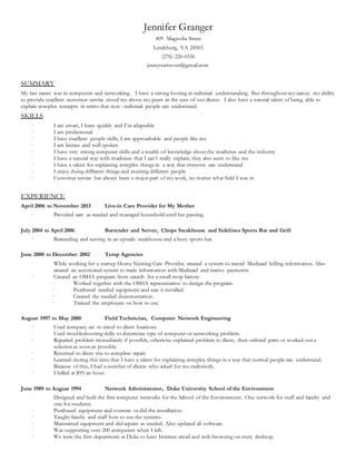 Jennifer Granger - Resume | PDF