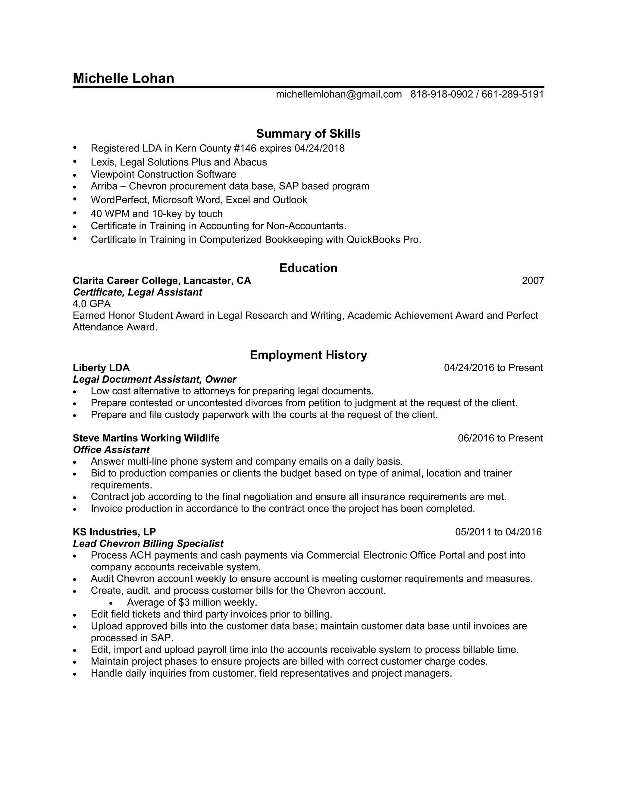 M Lohan Resume final | DOC