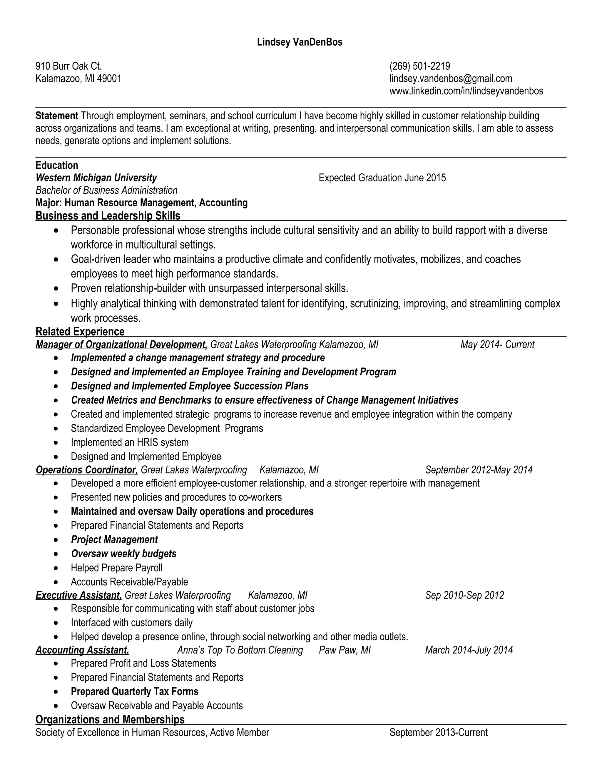 Lindsey VanDenBos_Professional Resume | DOC
