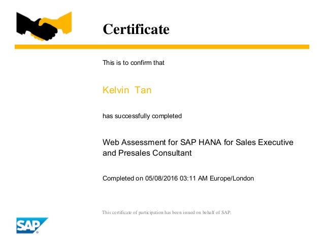 SAP HANA Cert
