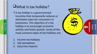 Tax Holiday on business assessment in bangladesh | PPTX